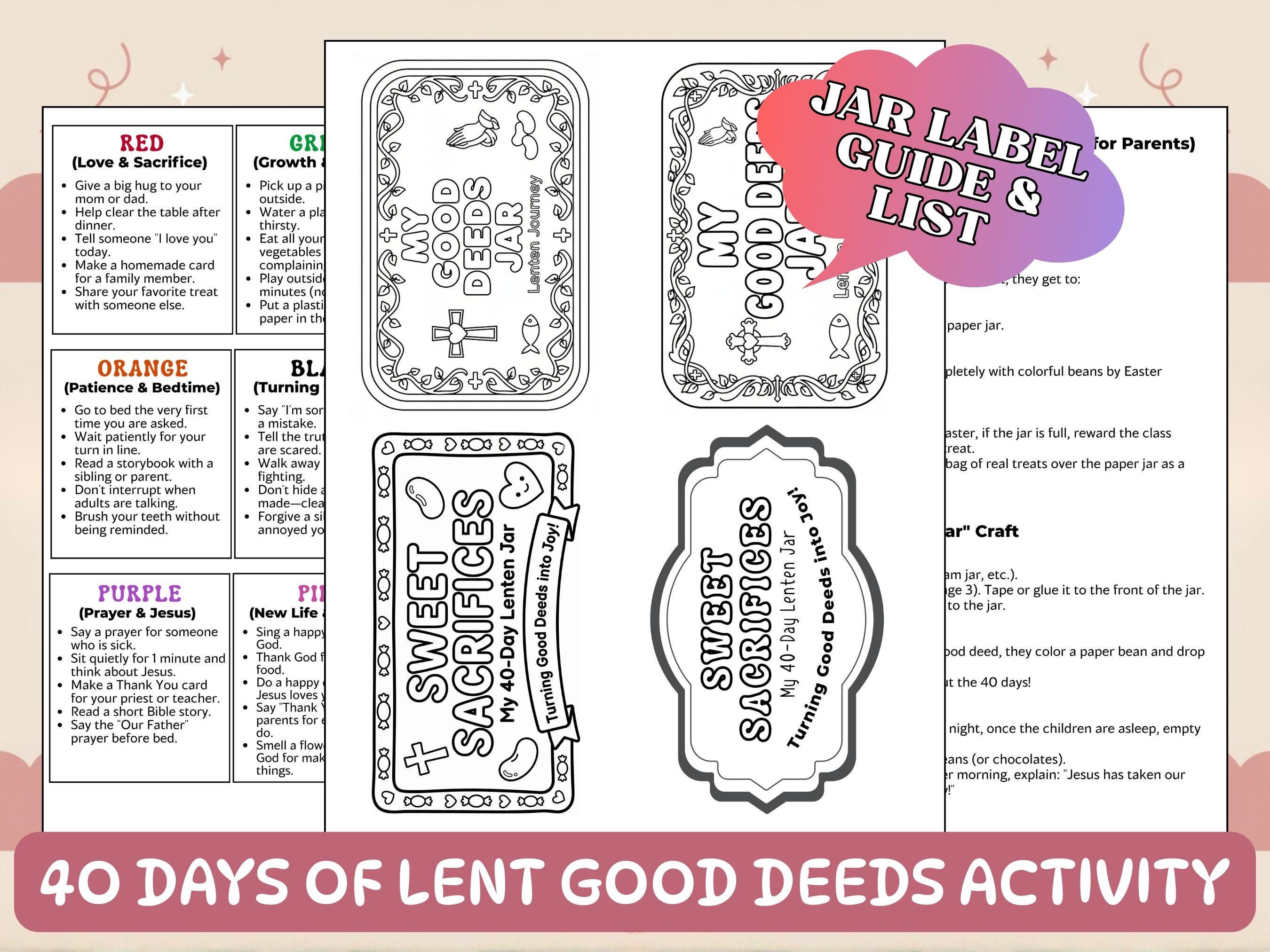 Printable Lent Craft for Kids Good Deeds Jar Catholic Easter Activity ...