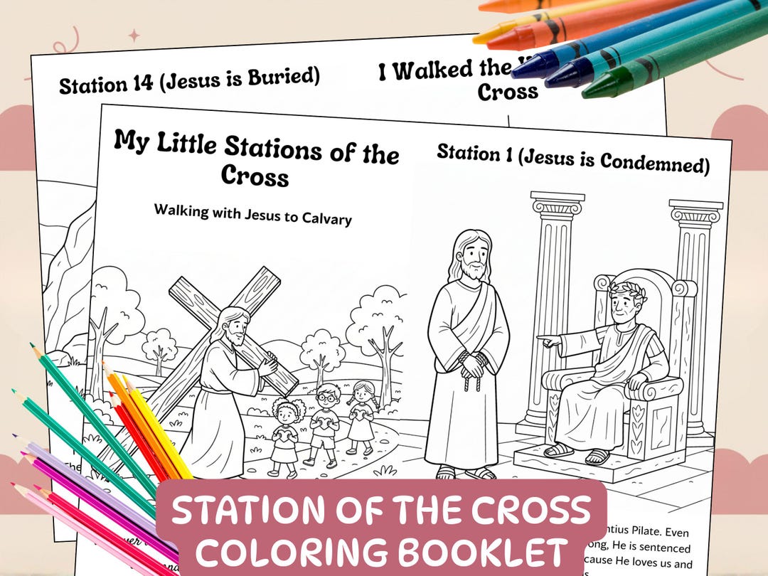Stations of the Cross Booklet Kids Printable Catholic Lent Booklet Way ...