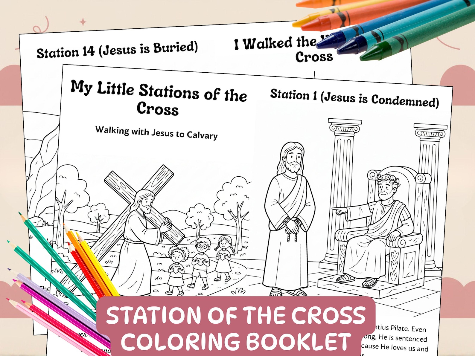 Stations of the Cross Booklet Kids Printable Catholic Lent Booklet Way ...