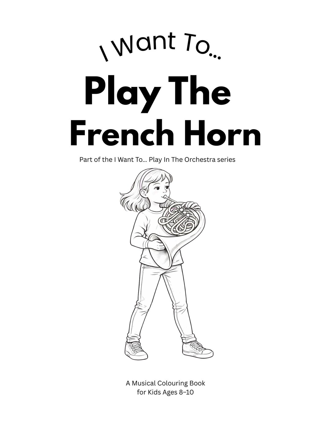 French Horn Coloring Book for Kids | Orchestra Music Activity (instant ...