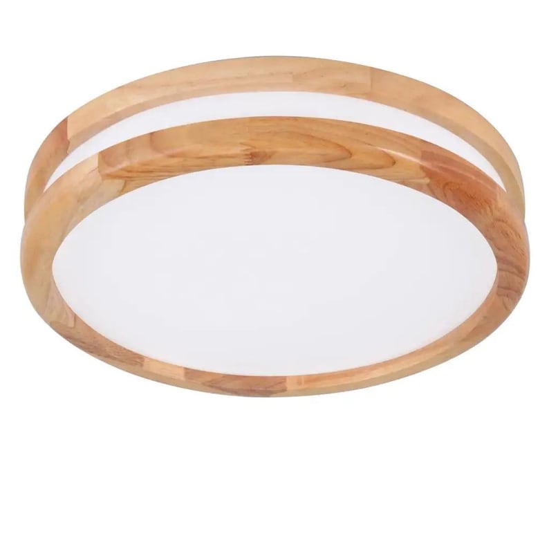 Modern Wood LED Ceiling Light Flush Mount Round Oak Lamp for Living ...
