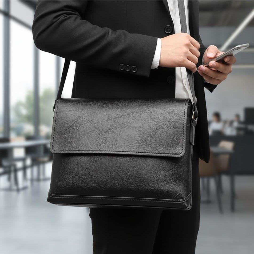 Men’s Leather Shoulder Bag | Travel Briefcase Crossbody Messenger ...