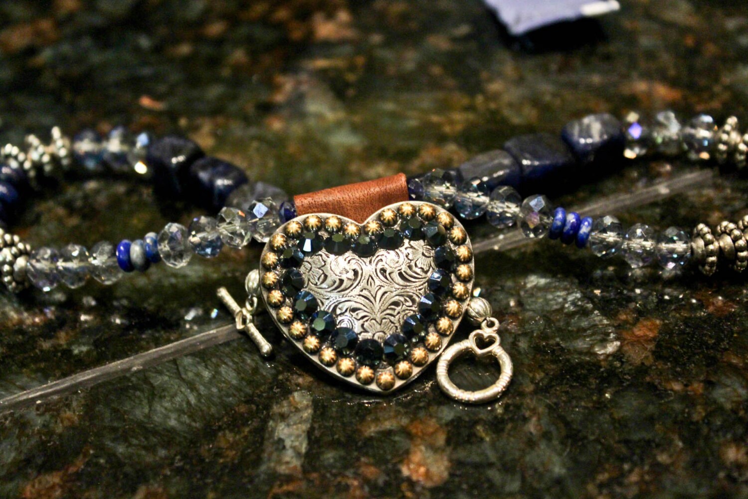 Gunmetal Concho Necklace Handmade Cowgirl Theme Rodeo Swarovski Rodeo ...