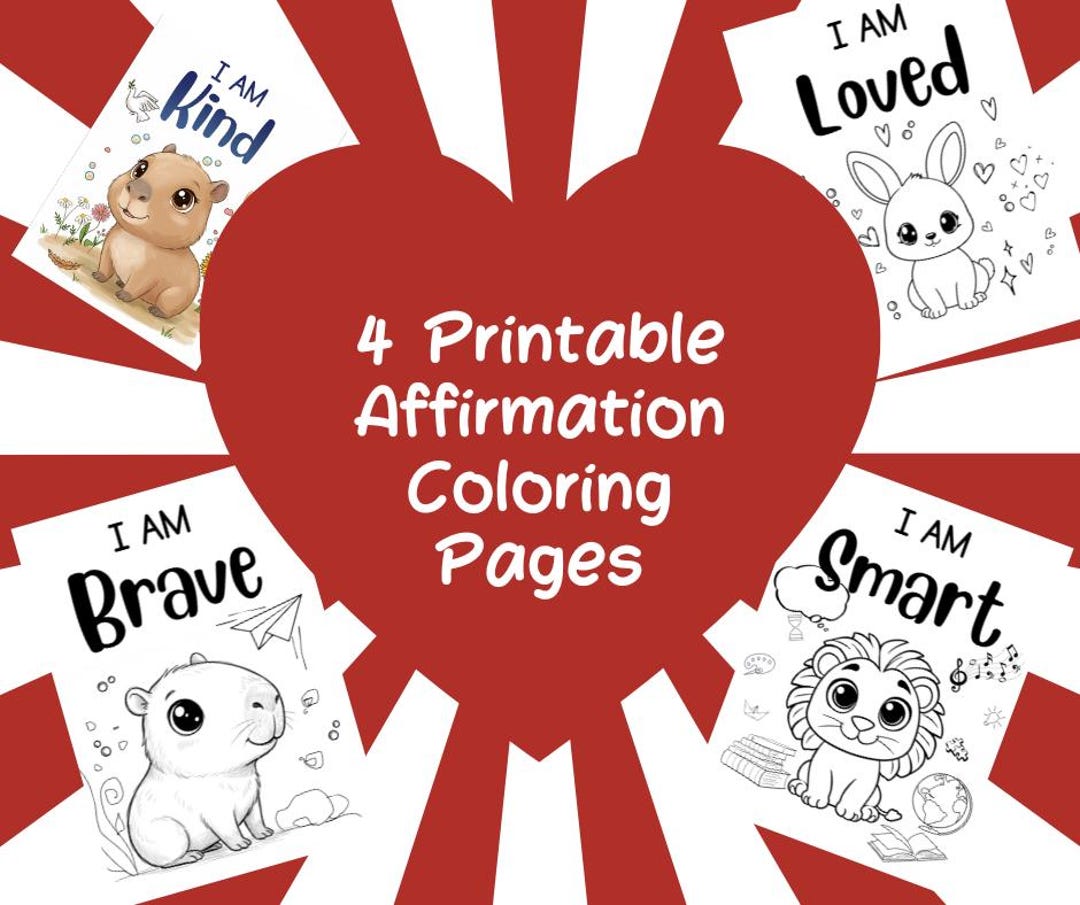 Kids Affirmation Coloring Pages | Valentine’s Day Printable | Cute ...