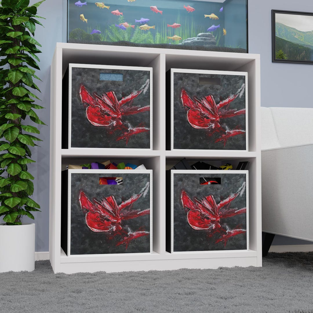 Crimson Pulse Abstract Art Storage Box - Decorative Organizer for Home ...