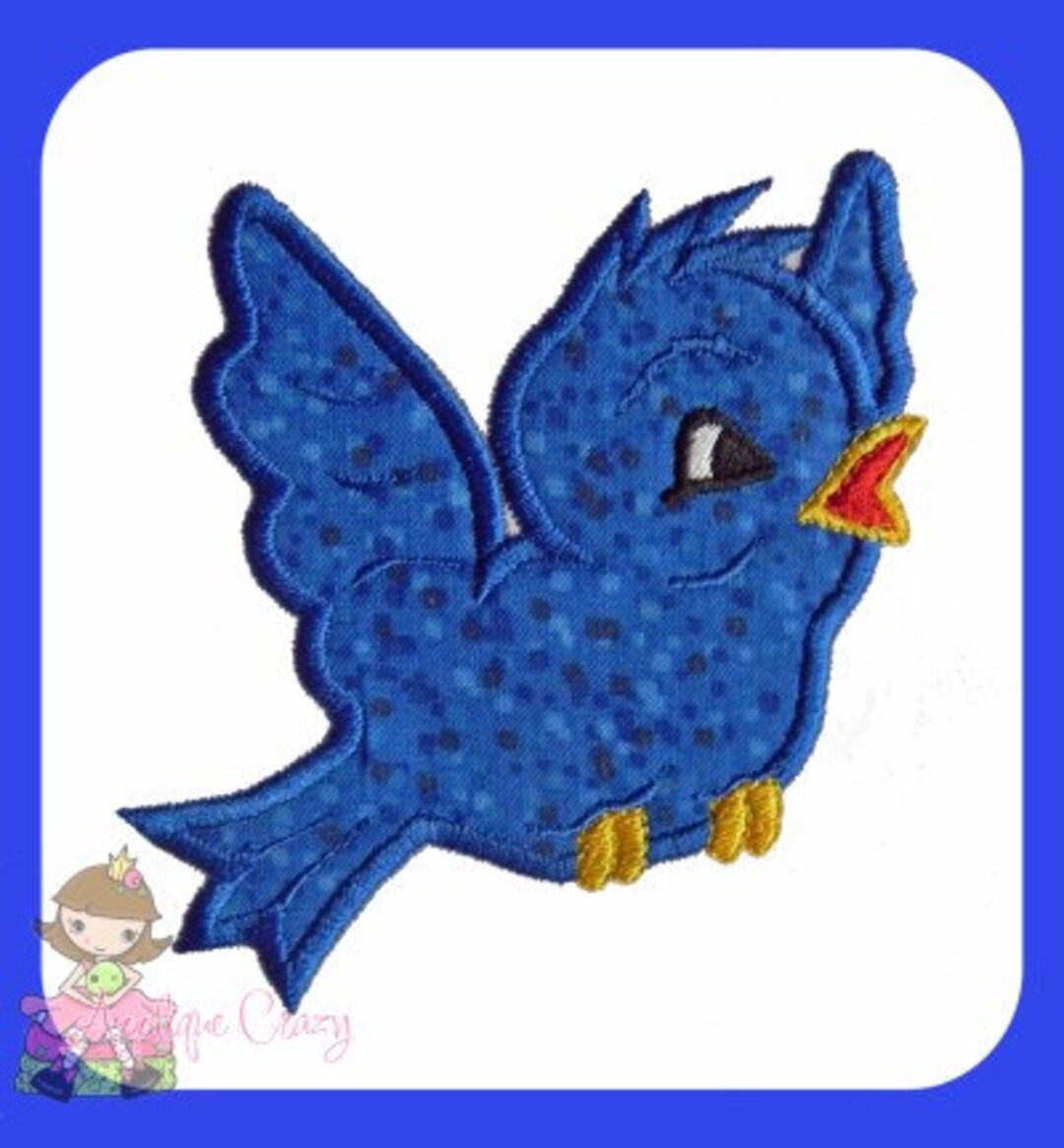 Blue Bird Applique Design - Etsy
