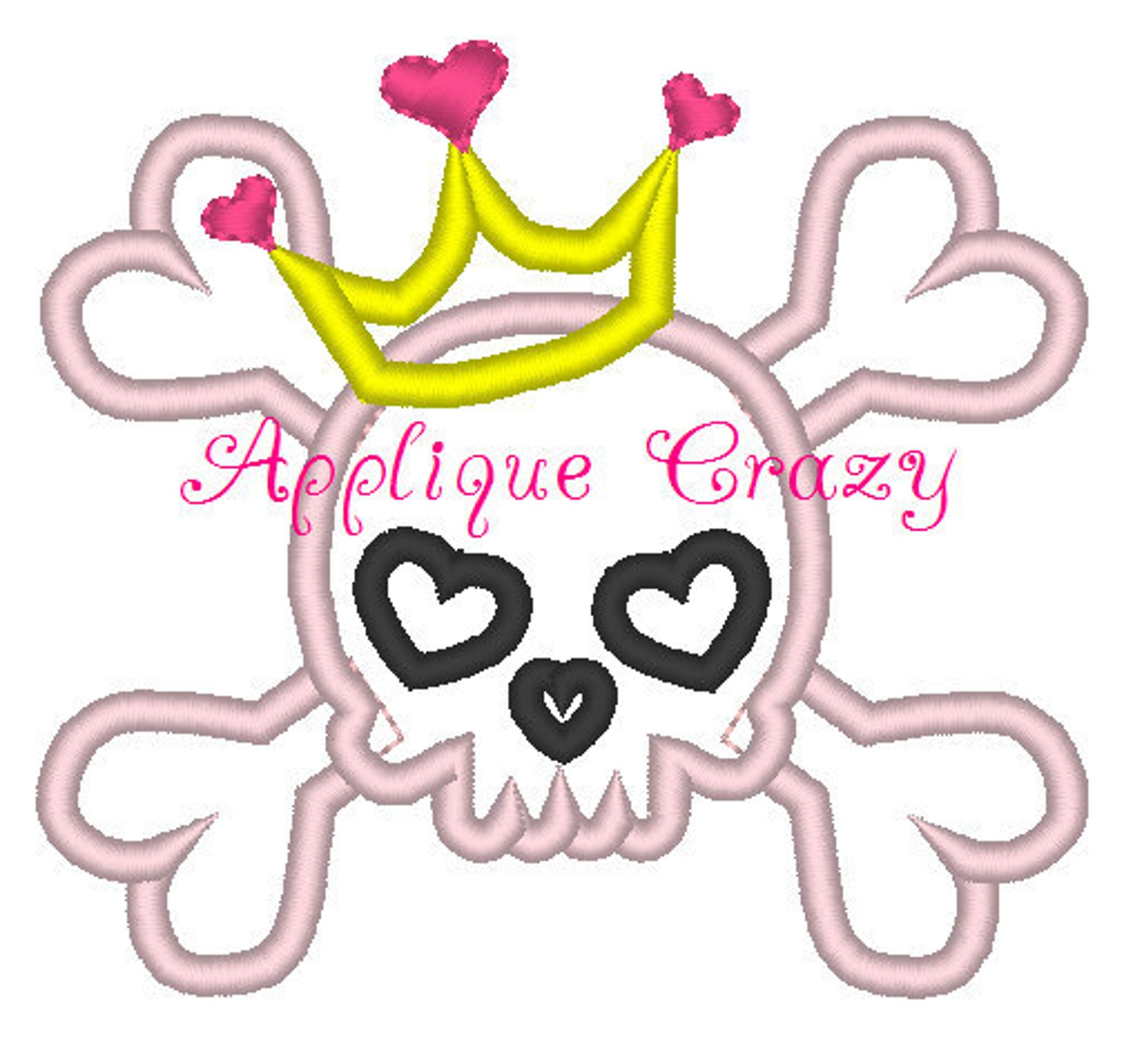 Girl Crossbones With Crown Applique Design - Etsy