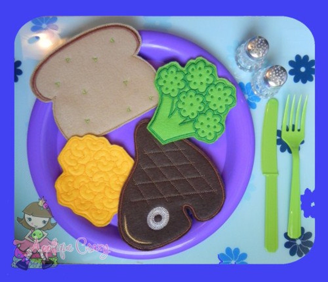 Steak Dinner Play Food Set in the Hoop Embroidery File Design - Etsy