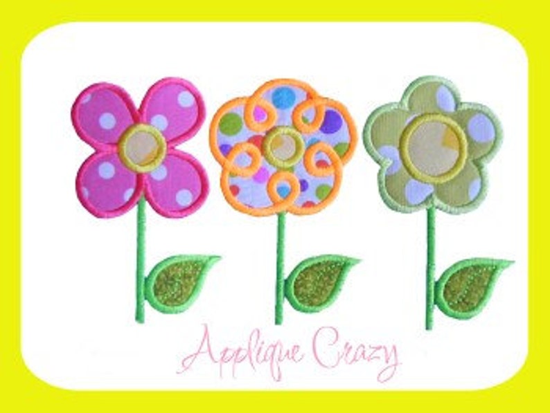 Flower Trio Applique Design | Etsy