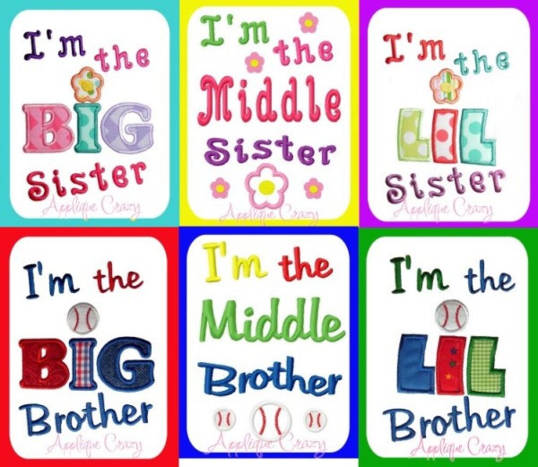 Sibling Design Pack Applique Embroidery Design - Etsy