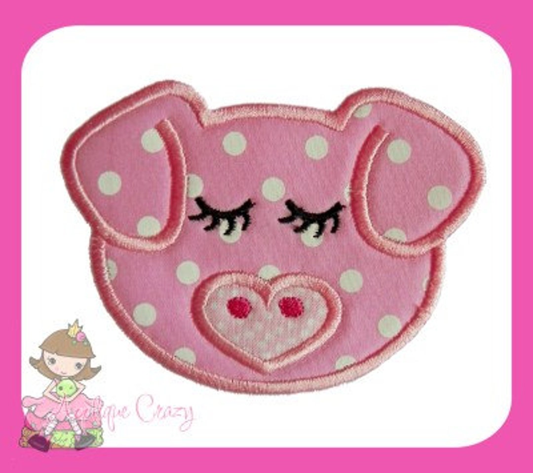Girl Pig Applique Design - Etsy