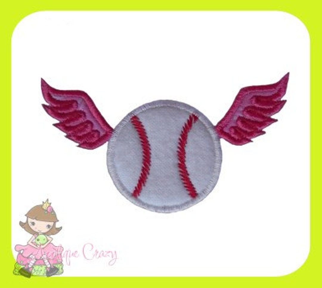 Baseball With Wings Applique Design - Etsy