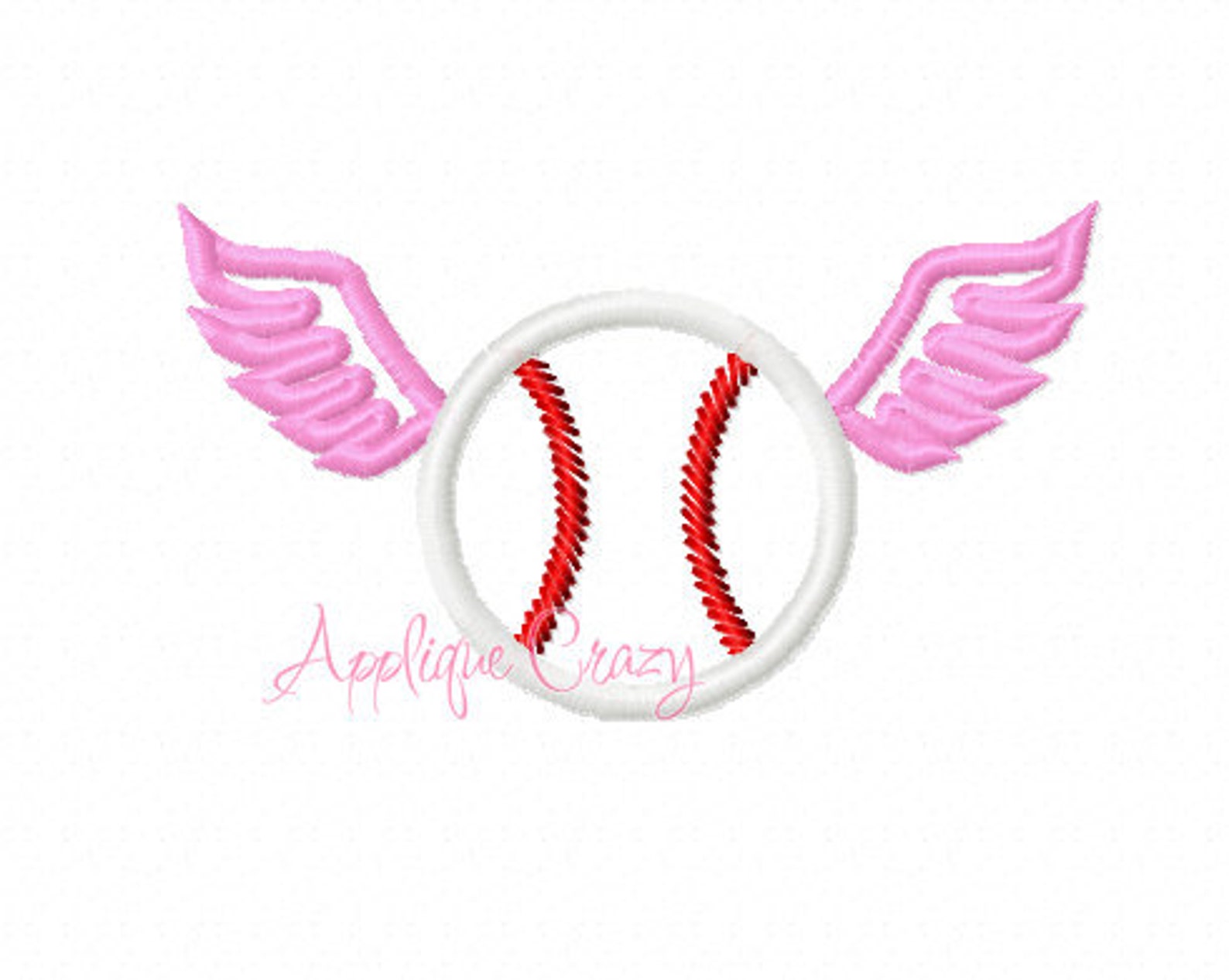 Baseball with wings Applique design | Etsy