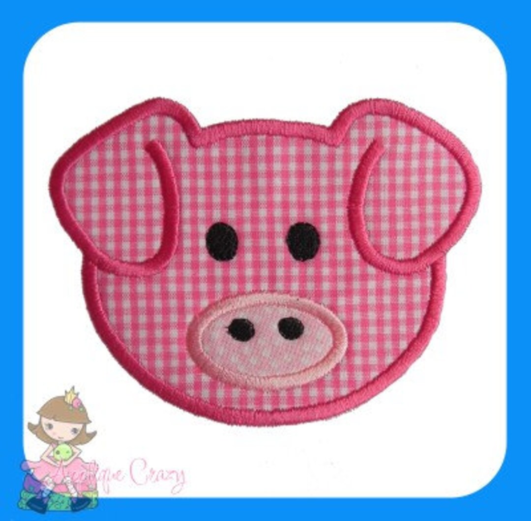 Pig Applique Design - Etsy