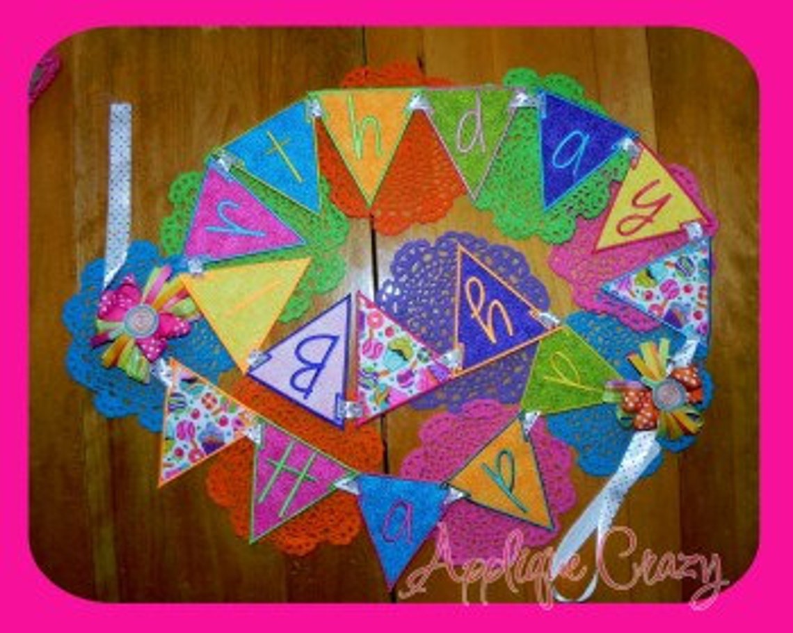 Happy Birthday Banner (in the Hoop) Embroidery File Design - Etsy