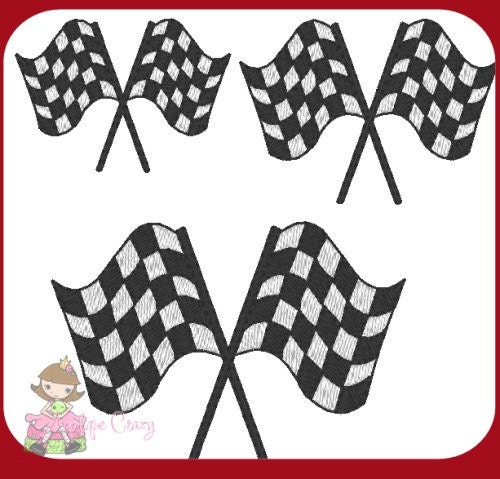 Racing Flags Filled Embroidery Design | Etsy