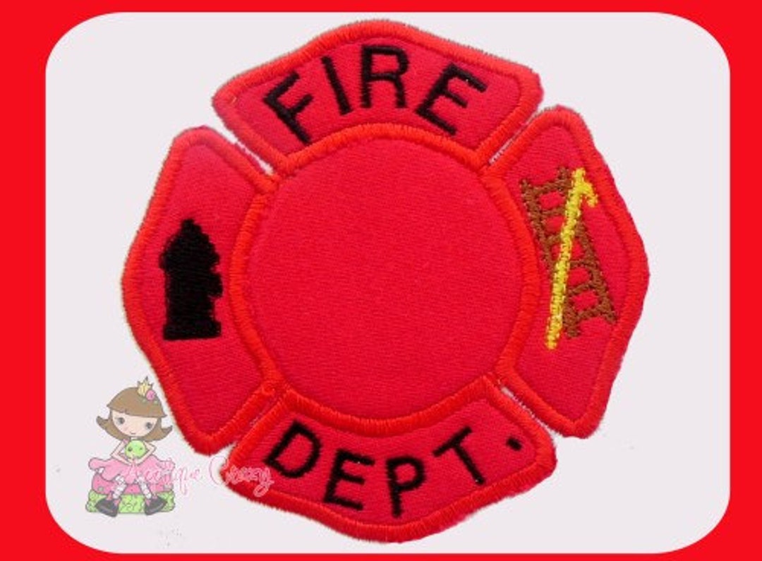 Firefighter Badge Applique Design - Etsy