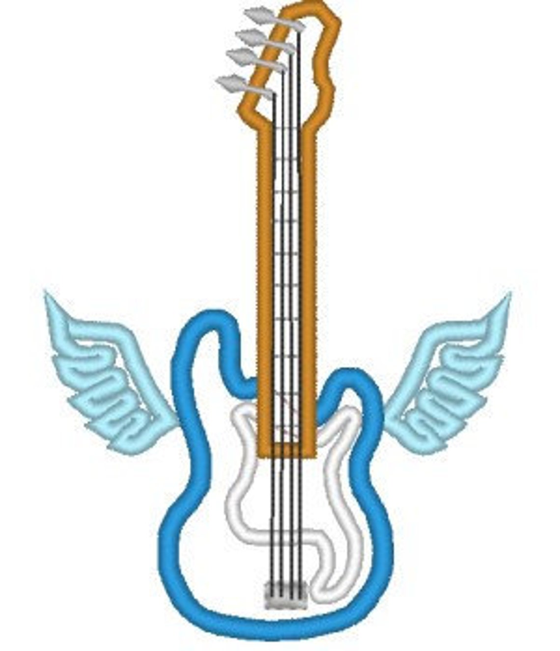 Guitar With Wings Applique Design | Etsy