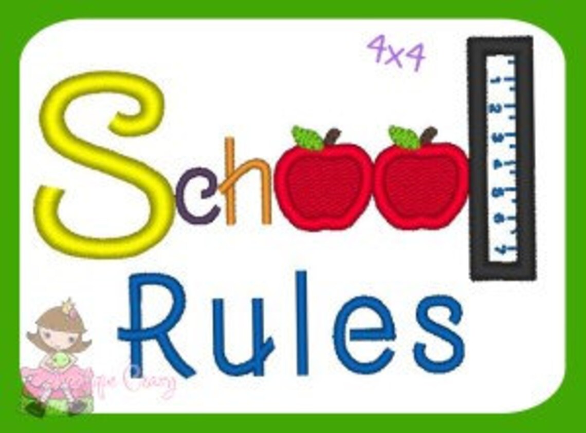 School Rules Applique Embroidery Design - Etsy