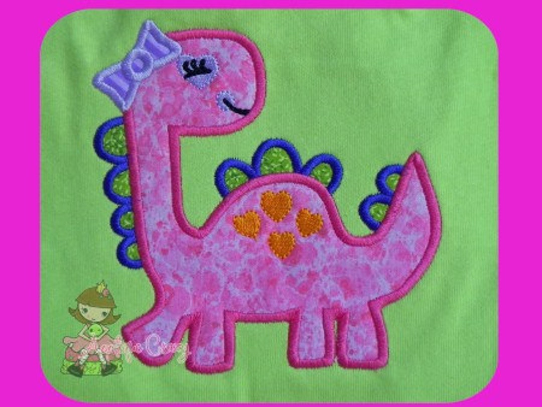Girl Dino Applique Design - Etsy