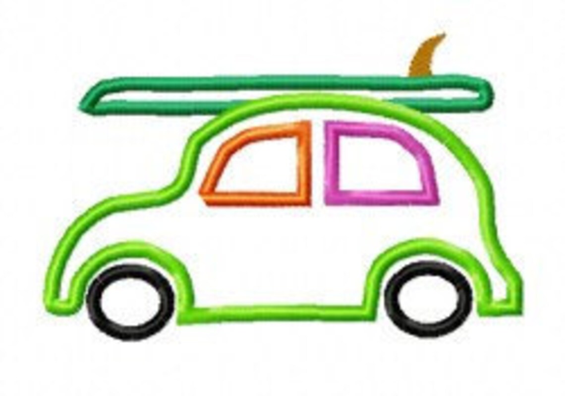 Surf Car Applique Design - Etsy