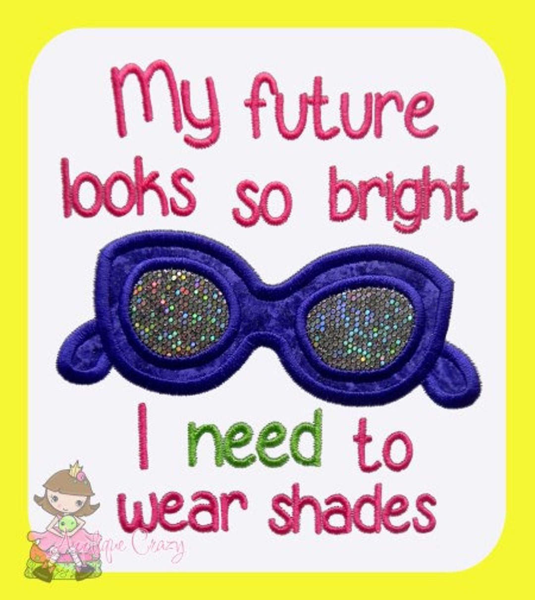 My Future Looks so Bright Applique Embroidery Design - Etsy