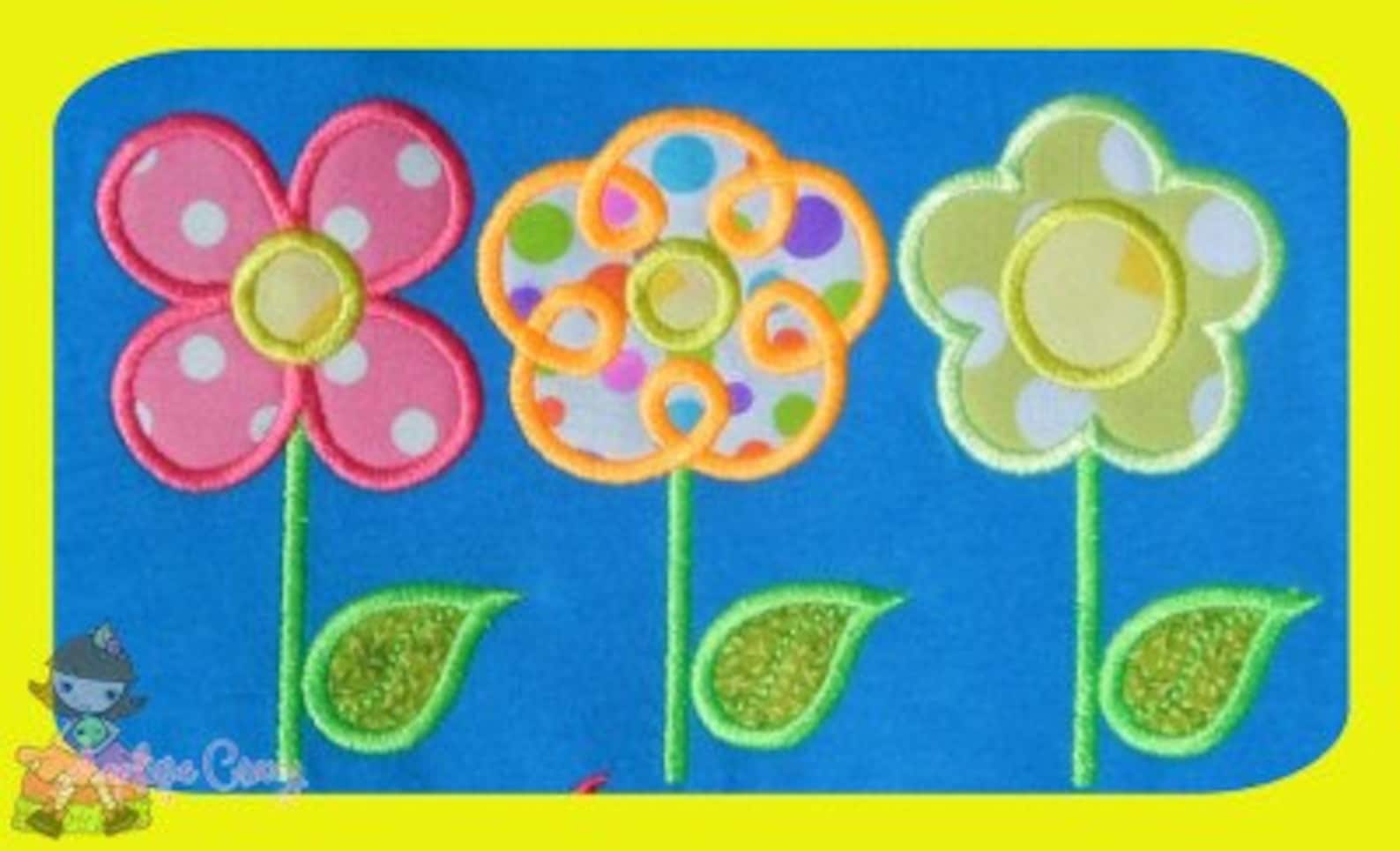 Flower Trio Applique Design - Etsy