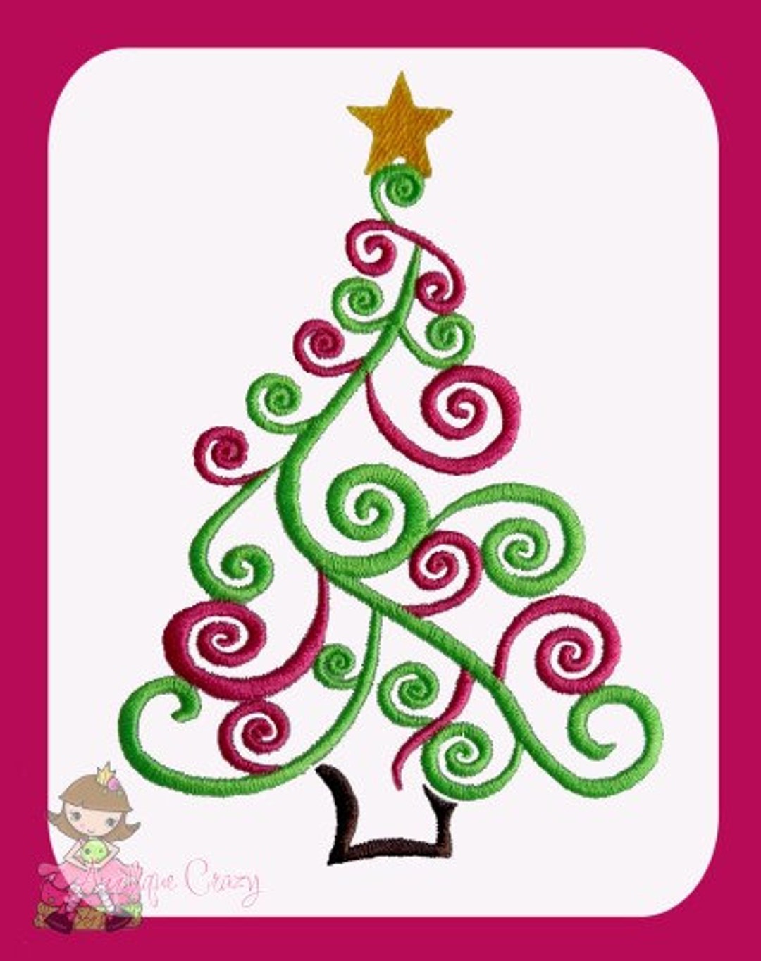 Swirly Christmas Tree Embroidery Design - Etsy