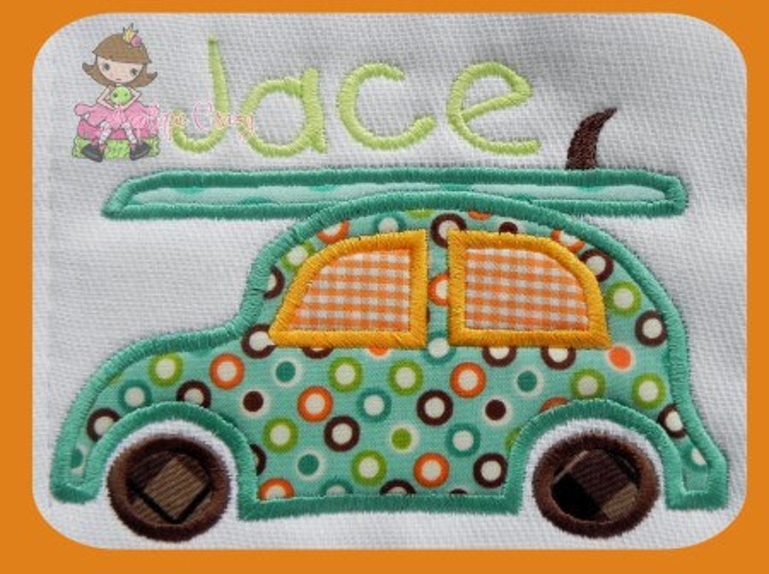 Surf Car Applique Design - Etsy