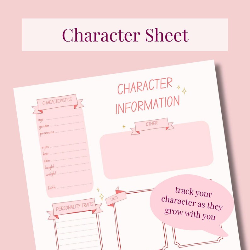 Dnd 5e Character Sheet Bundle (printable Digital Download) (pink & Red ...