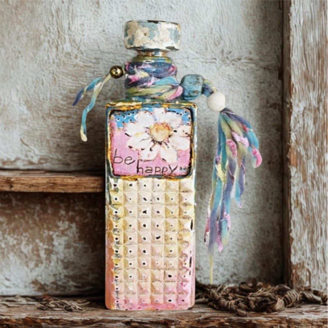 Inspirational Be Happy Altered Art Bottle - Etsy