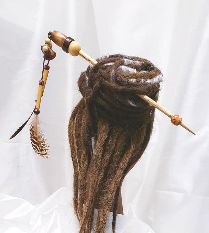 Dreadlock hair stick, Dread lock bun stick, Big Bun Holder, Carved wood ...