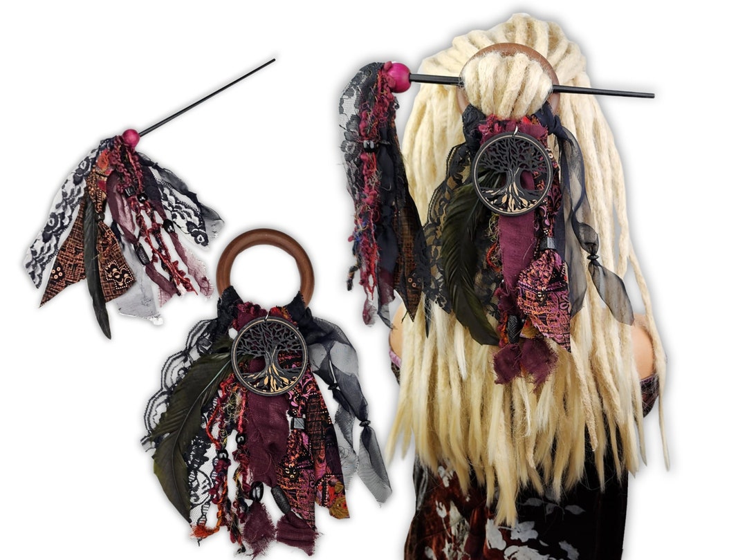 Dreadlock Hair Stick With Slide Ring Barrette - Etsy