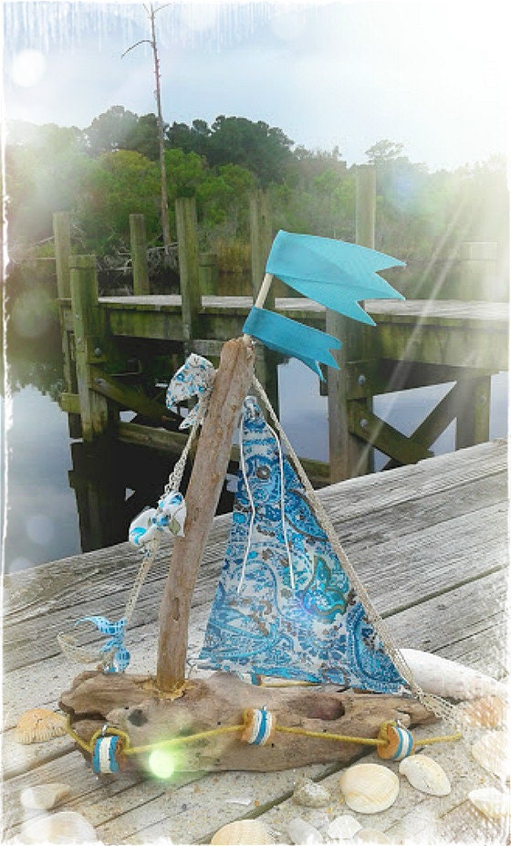 Driftwood Sailboat,Lakeside Decorations, Beach Boat, Nautical Mantel ...