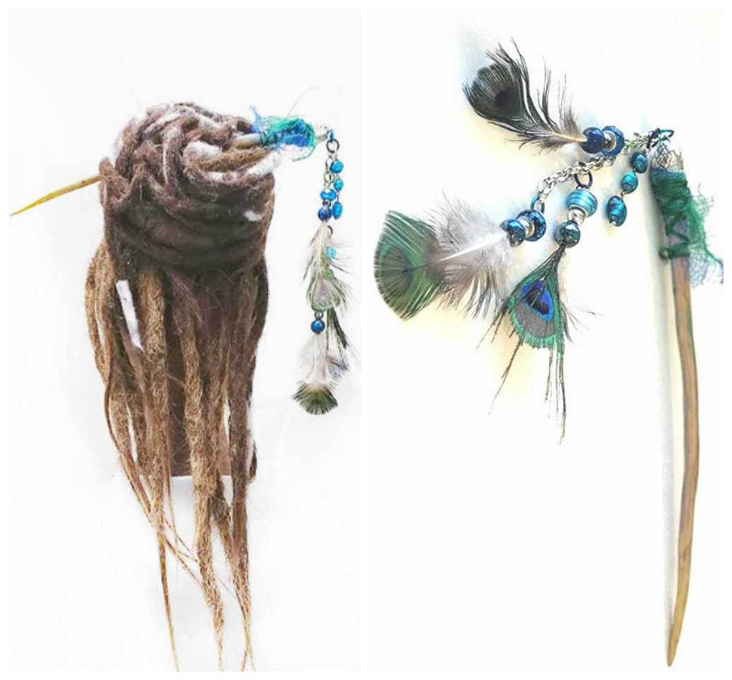 Dreadlock hair stick, Dread lock bun stick, Big Bun Holder, Carved wood ...