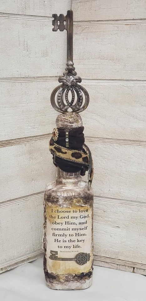 Bottle with Scripture, Altered Bottle, Motivational phrase, Key to Life ...