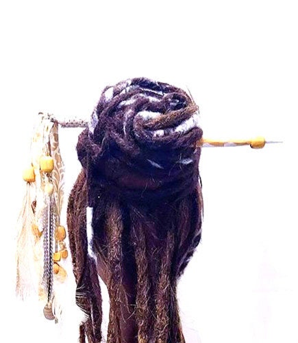 Dreadlock hair stick, Dread lock bun stick, Big Bun Holder, Carved wood ...