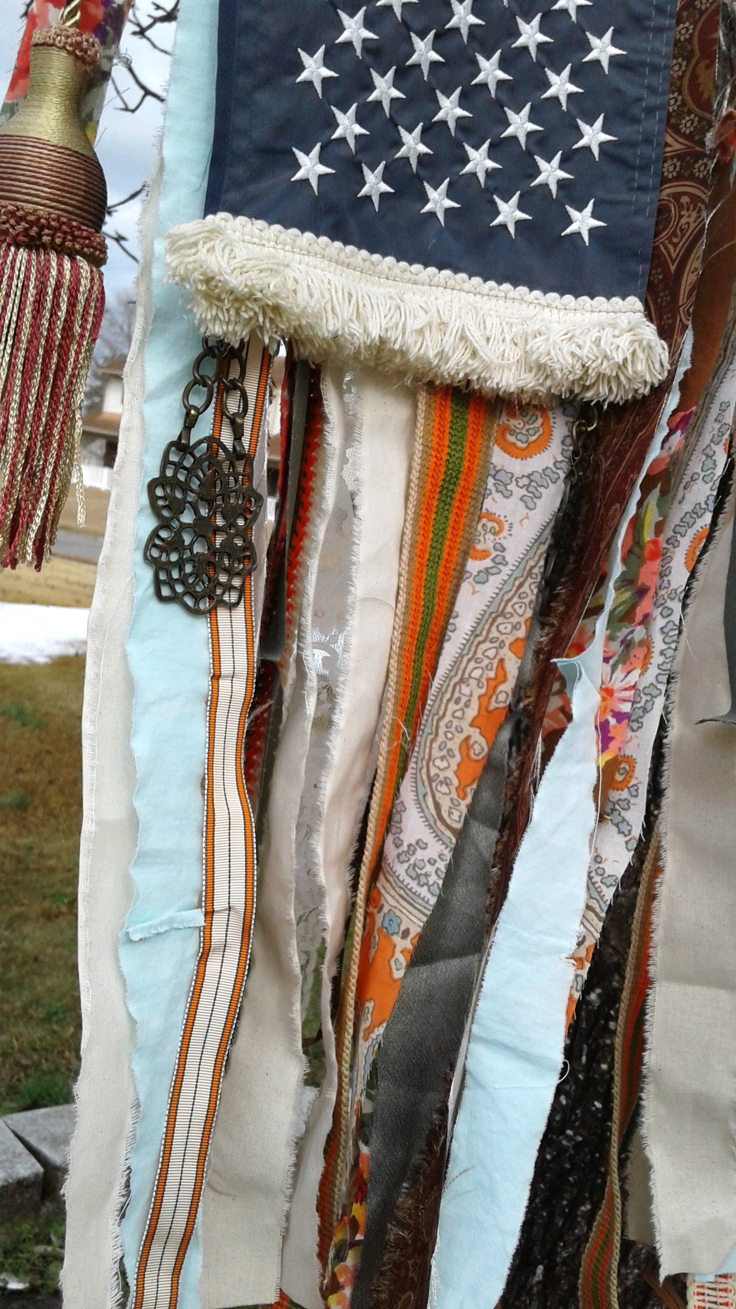 Bohemian rag flag, Boho wall art, Textile hanging,Flag door hanger ...