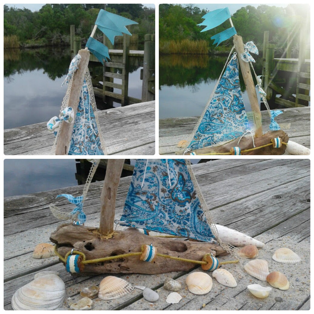 Driftwood Sailboat,Lakeside Decorations, Beach Boat, Nautical Mantel ...