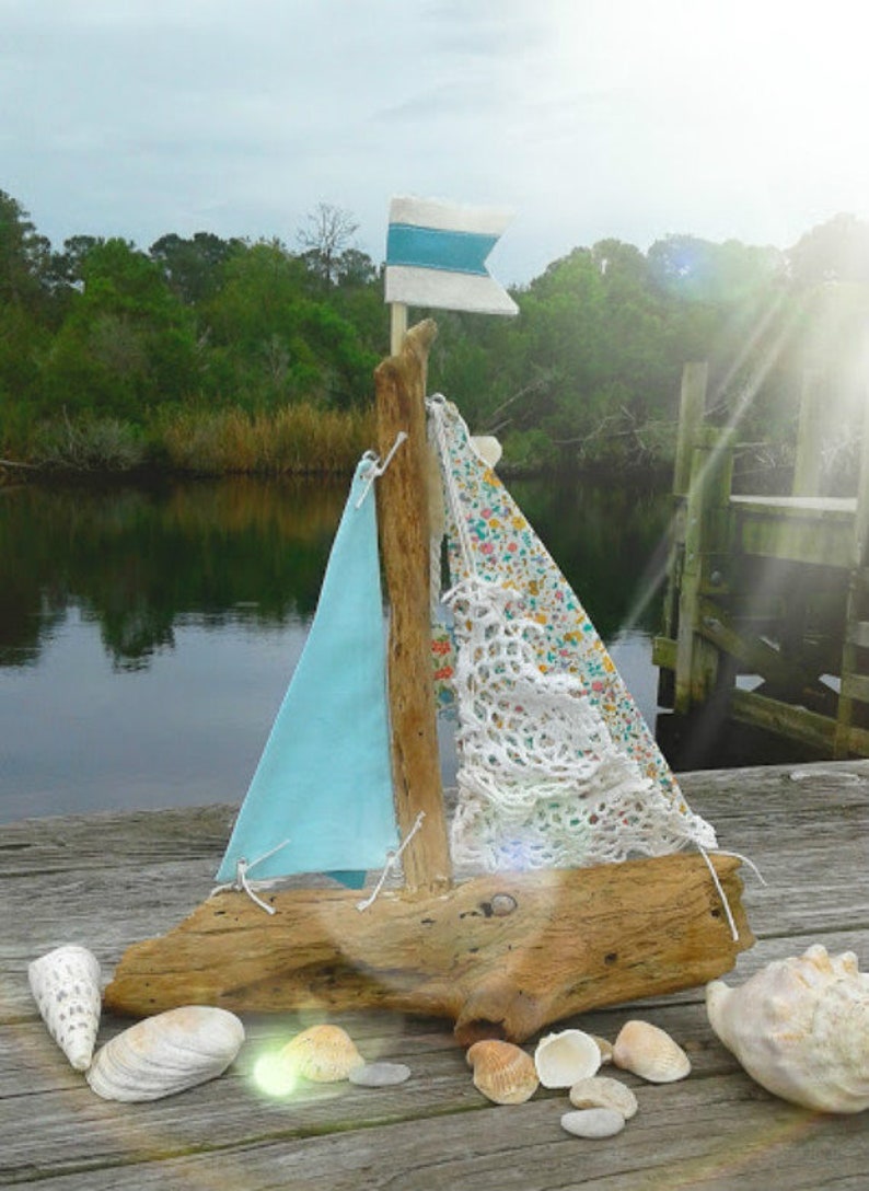 Driftwood Sailboatlakeside Decorations Beach Boat Nautical - Etsy