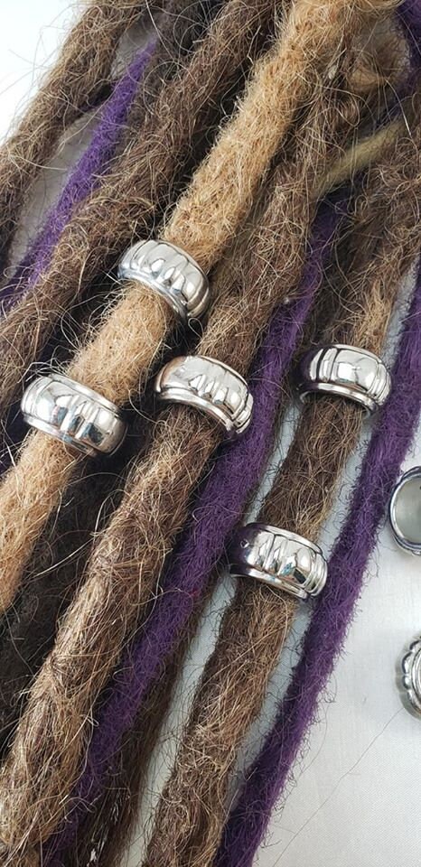 Large Dread Beads, Big Hole Beads, Big Beads for Dreads, Silver Loc ...