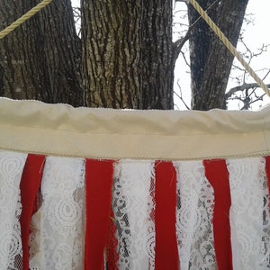 Boho Flag, Red White and Blue, Peace Flag, Rag Flag, Denim and Doily ...