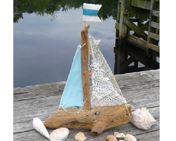 Driftwood Sailboatlakeside Decorations Beach Boat Nautical | Etsy