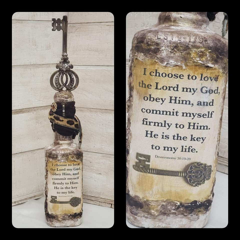 Bottle with Scripture, Altered Bottle, Motivational phrase, Key to Life ...