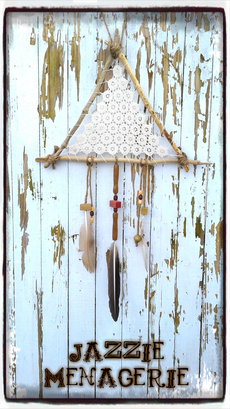 Boho Decor Gypsy Dreamcatcher Triangle Wall Art Driftwood - Etsy