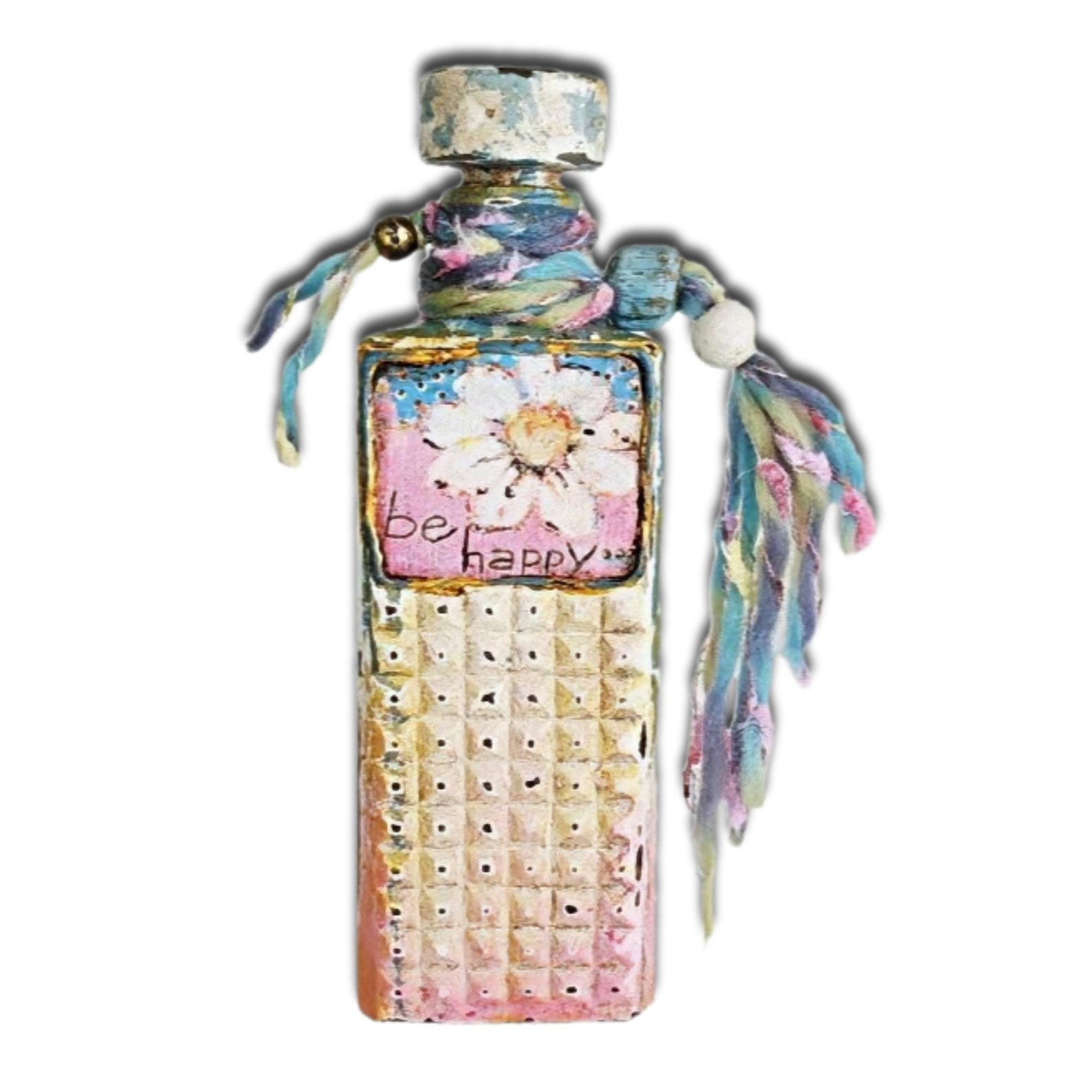 Inspirational Be Happy Altered Art Bottle - Etsy