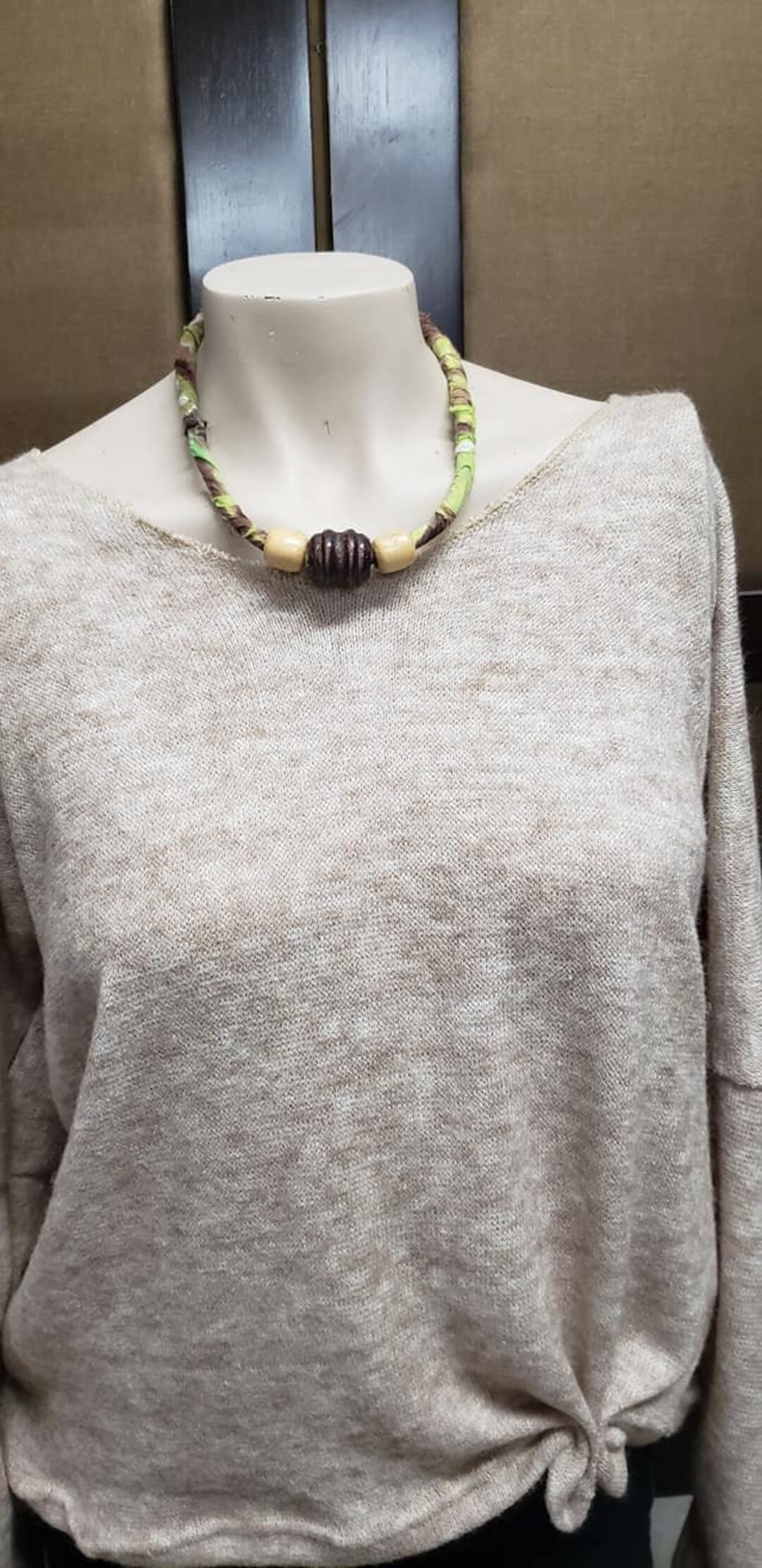 Tie Dyed Forest Green Chunky Earthy Necklace - Etsy