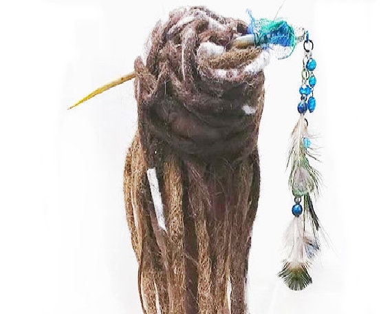 Dreadlock hair stick, Dread lock bun stick, Big Bun Holder, Carved wood ...