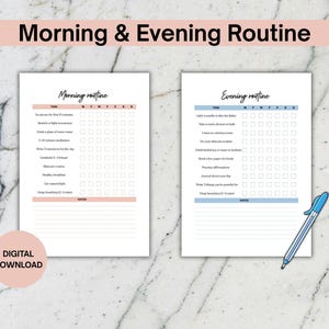 Morning Evening Routine Checklist | Daily Habit Tracker (digital ...