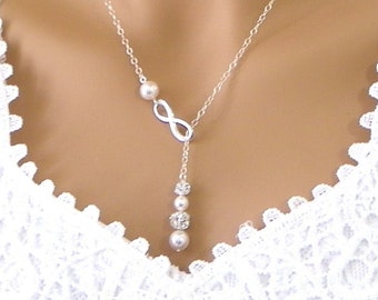 Infinity Pearl Necklace - Etsy